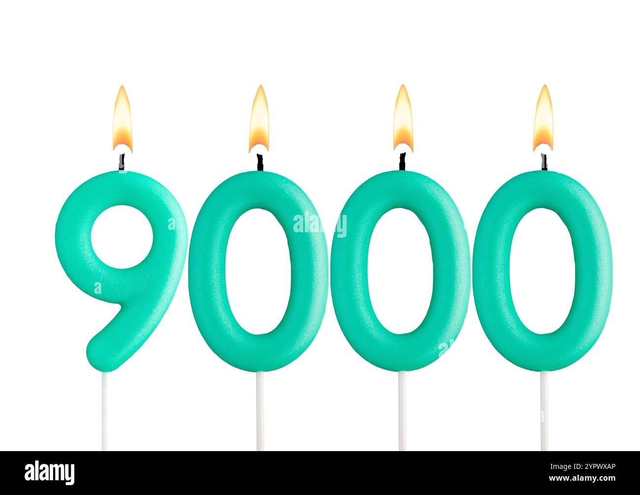 Candles forming the number 9000 - white background Stock Photo - Alamy