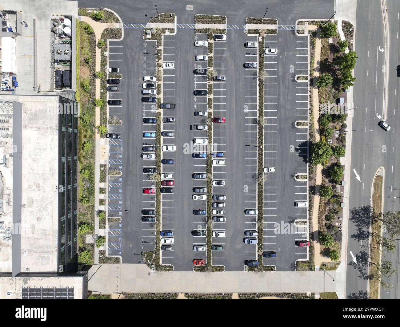 Open car parking lot viewed from above, aerial top view Stock Photo - Alamy