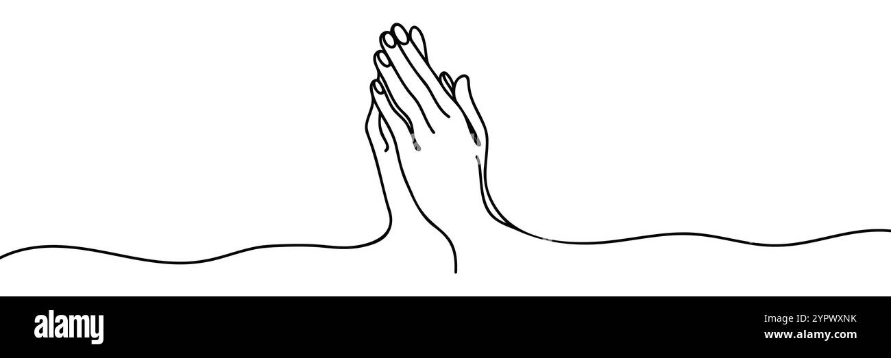 Continuous drawn one line of the folded hands. Vector illustration ...