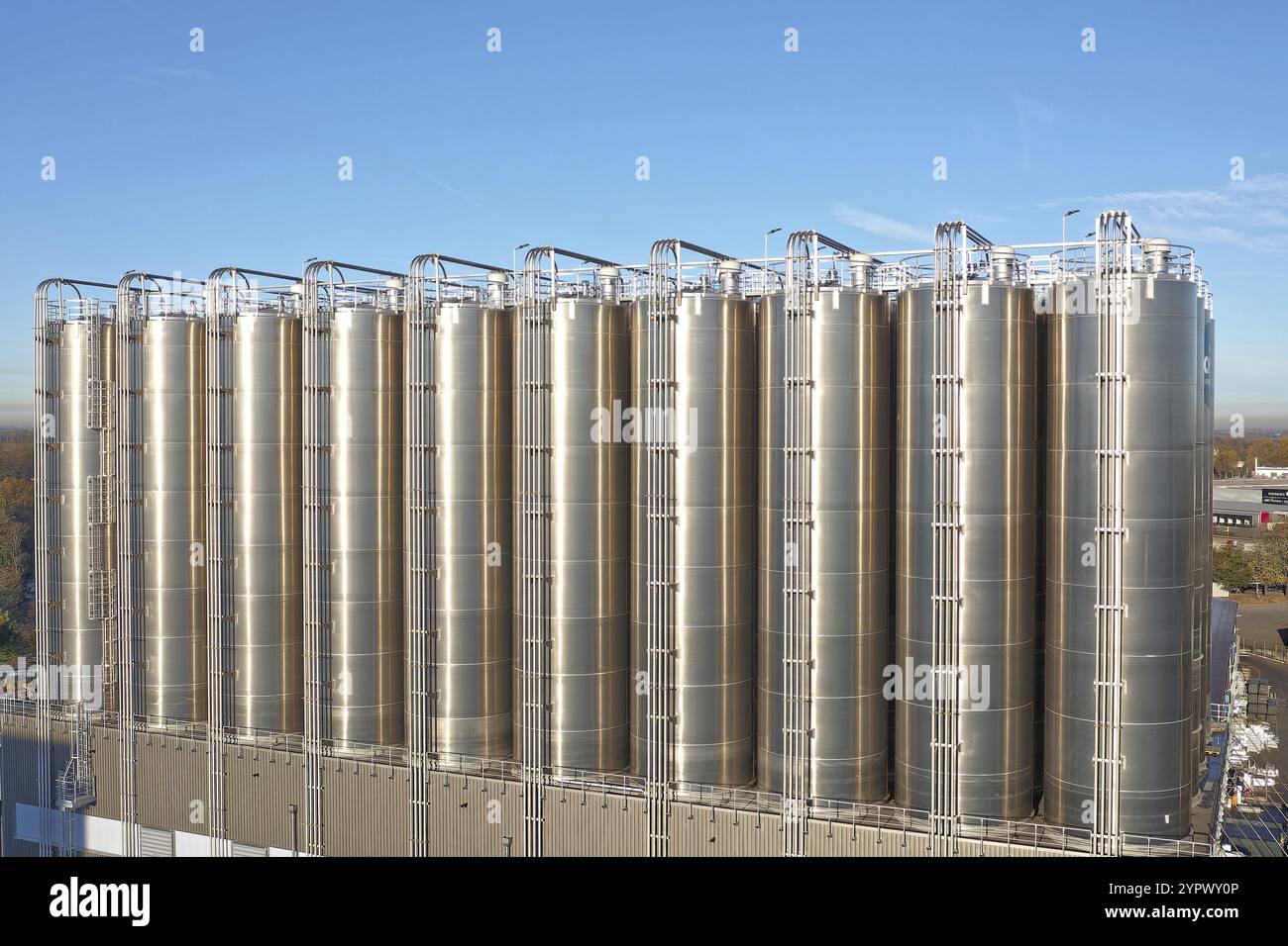 Silo facility with stainless steel tanks in an inland port in North ...
