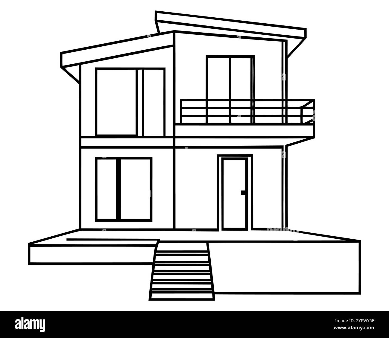 Flat Roof House Drawing Flat Roof House, House Roof Design, House Roof