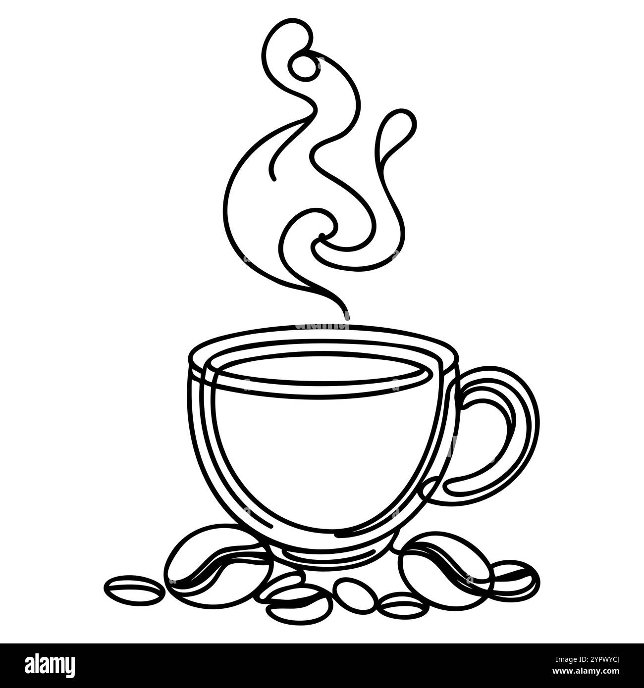 Continuous one line drawing of cup coffee - food and beverage concept ...