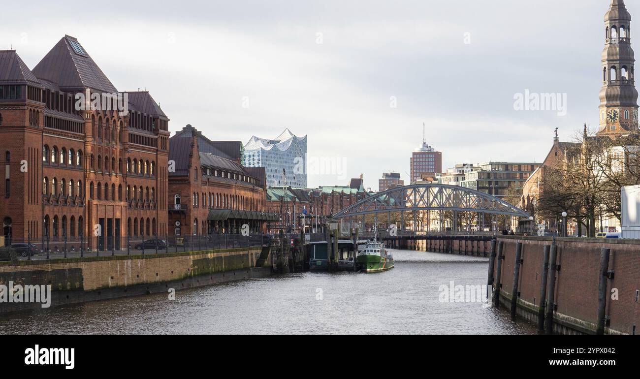 Situation of the historic Speicher city with its famous brick buildings ...