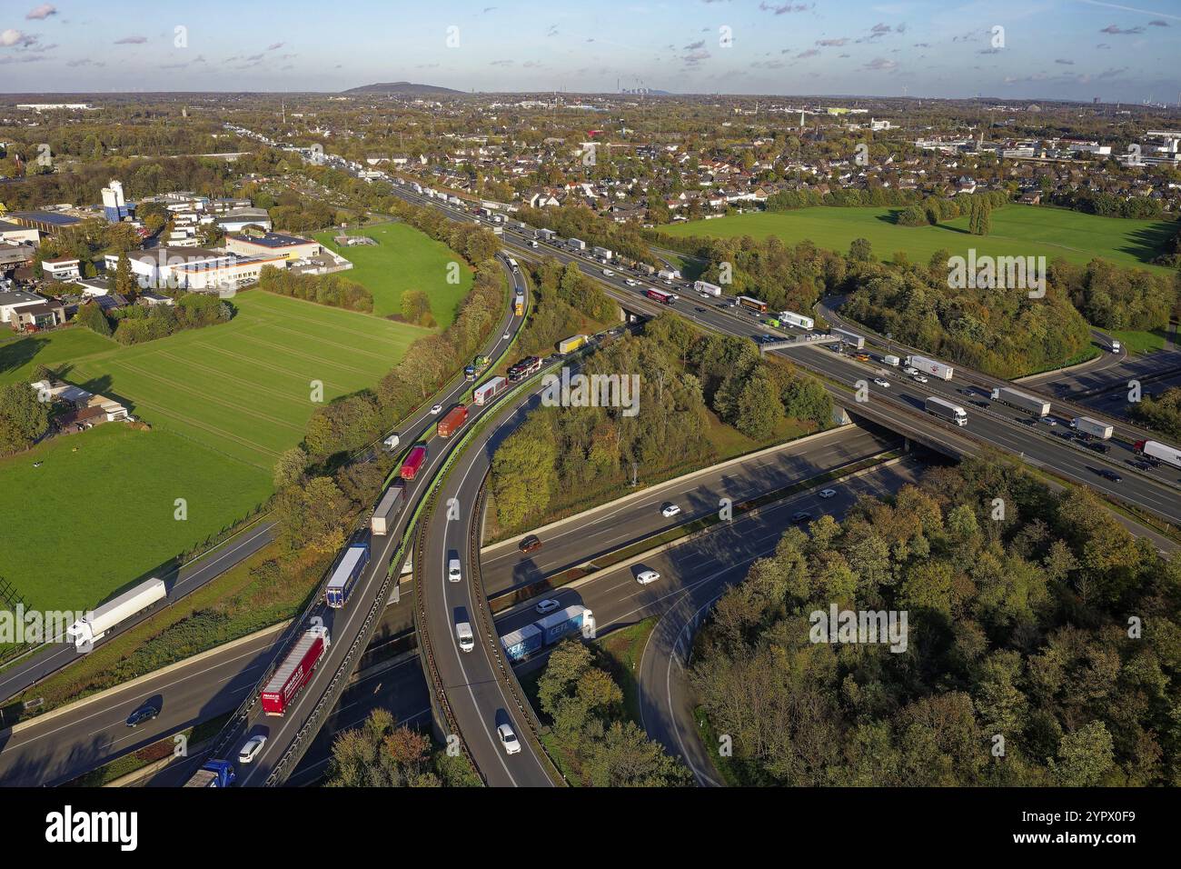 Congestion on the highway, at an interchange, in Germany Stock Photo ...