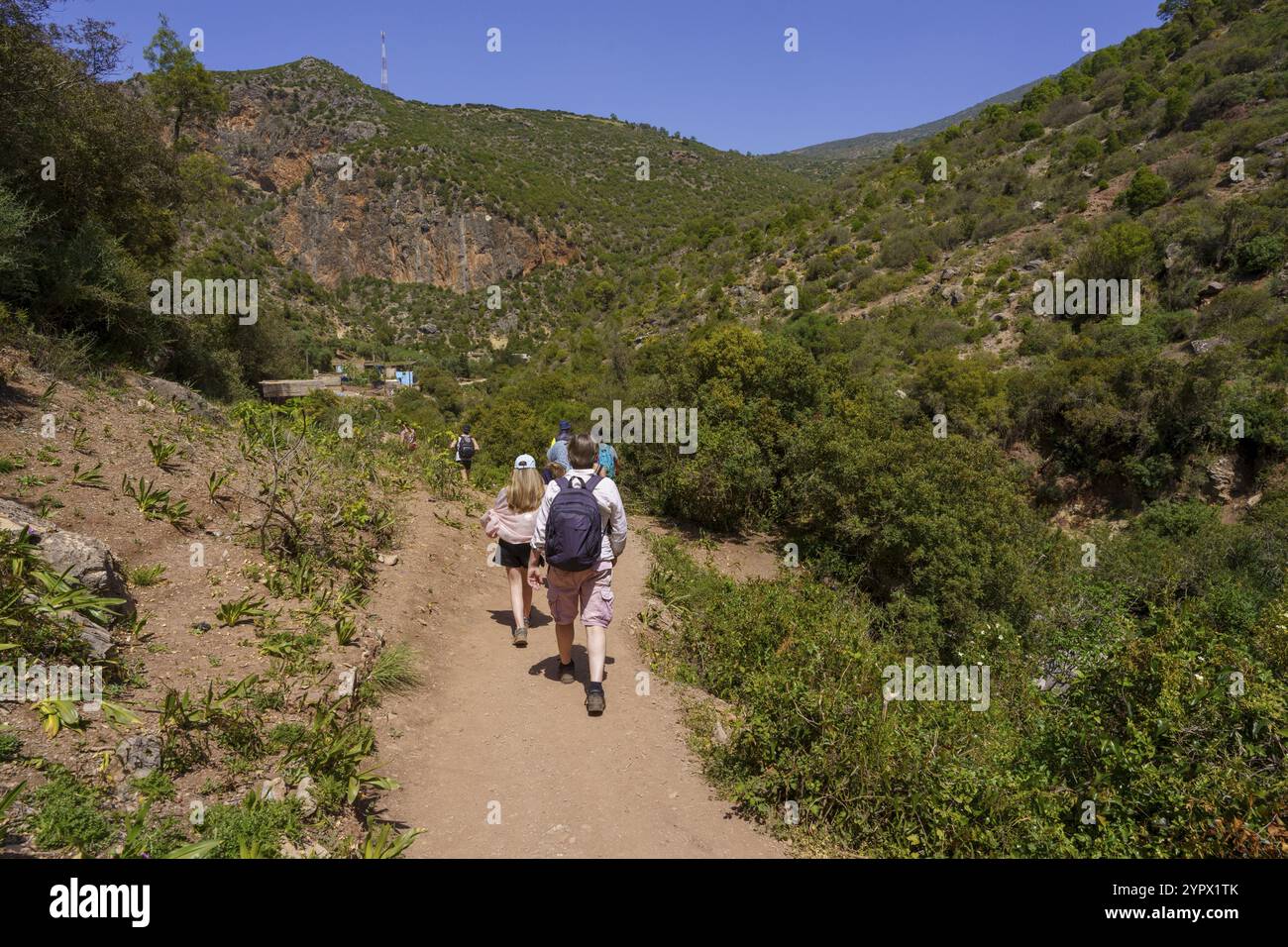 God's Bridge, hiker, Akchour, Talassemtane Nature Park, Rif region ...