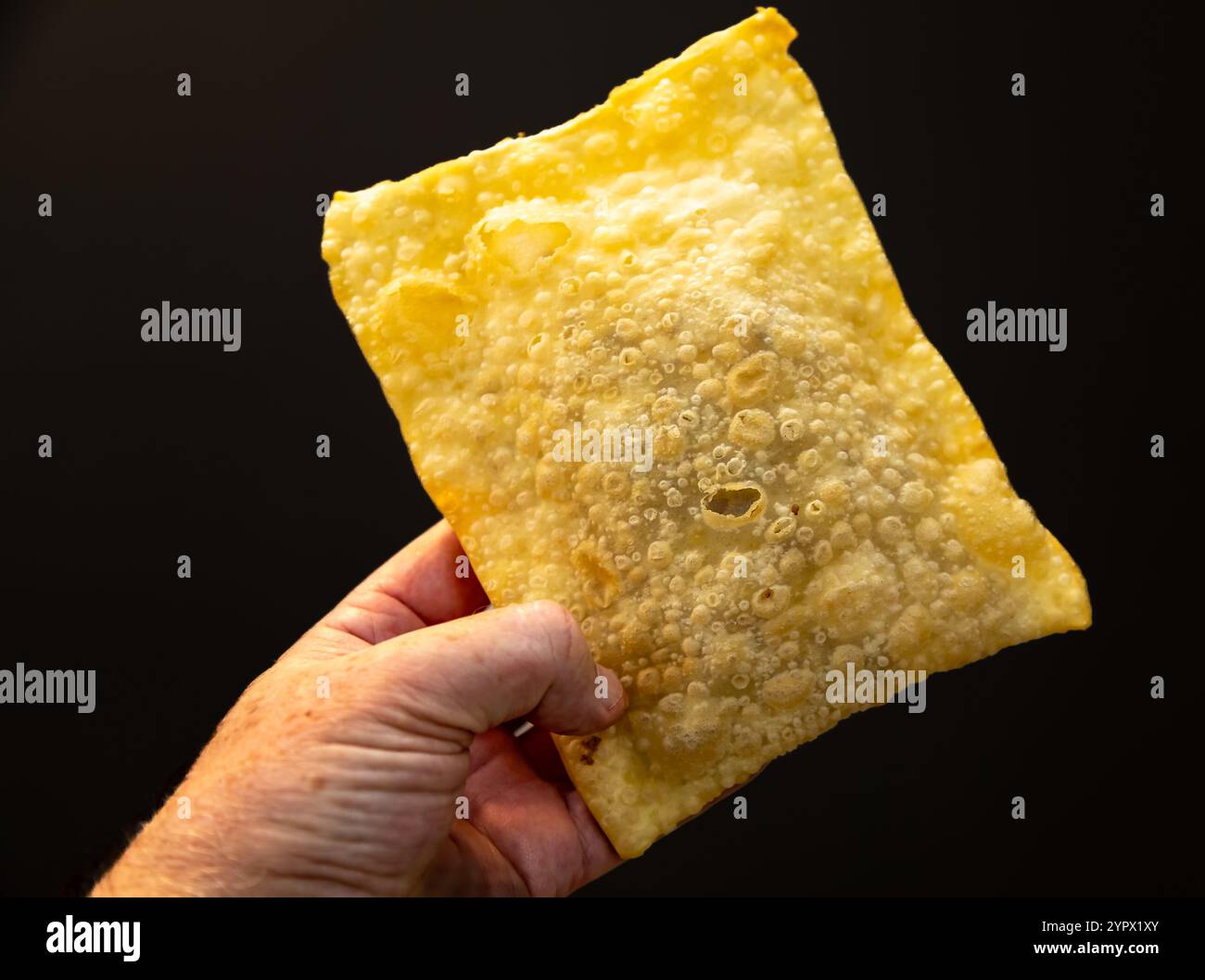 Traditional Brazilian fried pastry stuffed with ground beef. "Pastel de ...