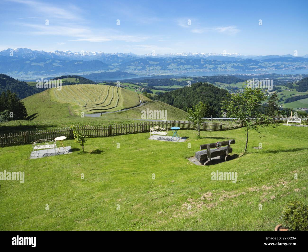 Beautiful view in the region of Zurich, Switzerland. Panarama from a ...