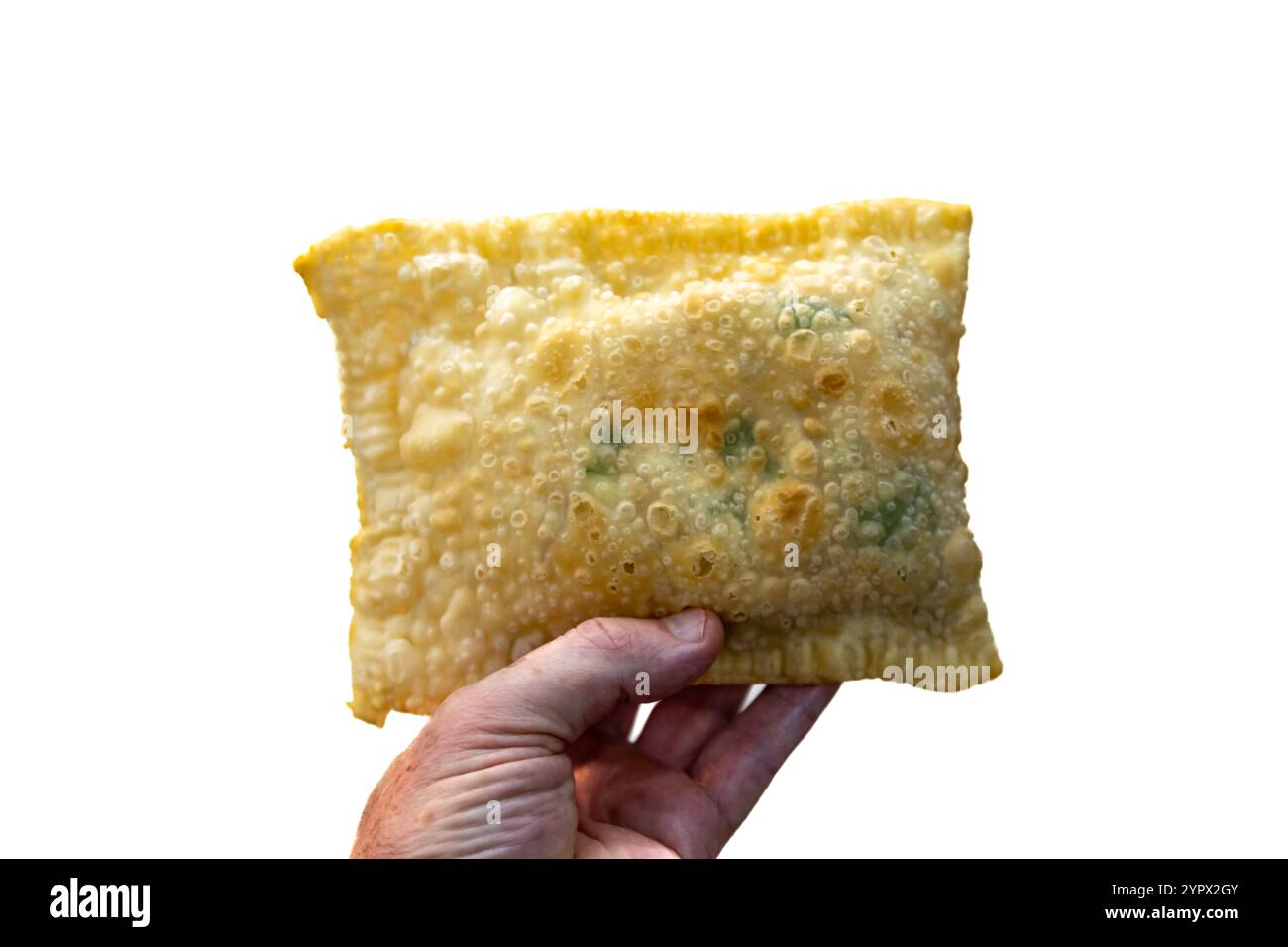 Traditional Brazilian fried pastry stuffed with ground beef. "Pastel de ...