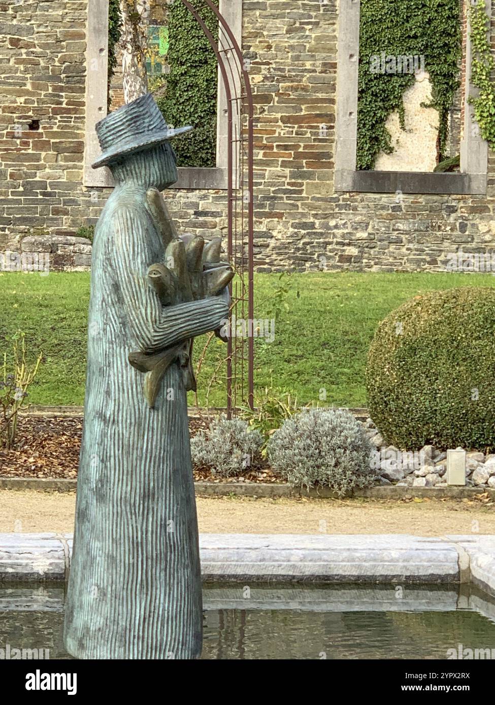 Sculpture from the artist Jean-Michel Folon in the Abbey of Villers-La ...
