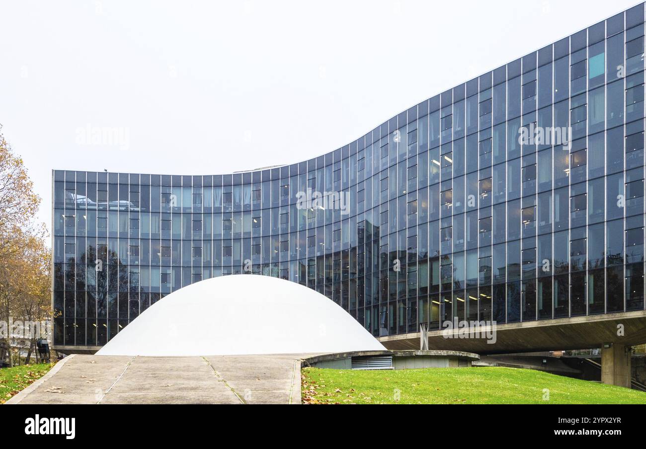 A modern building with glass facade of the famous Brazilian architect ...