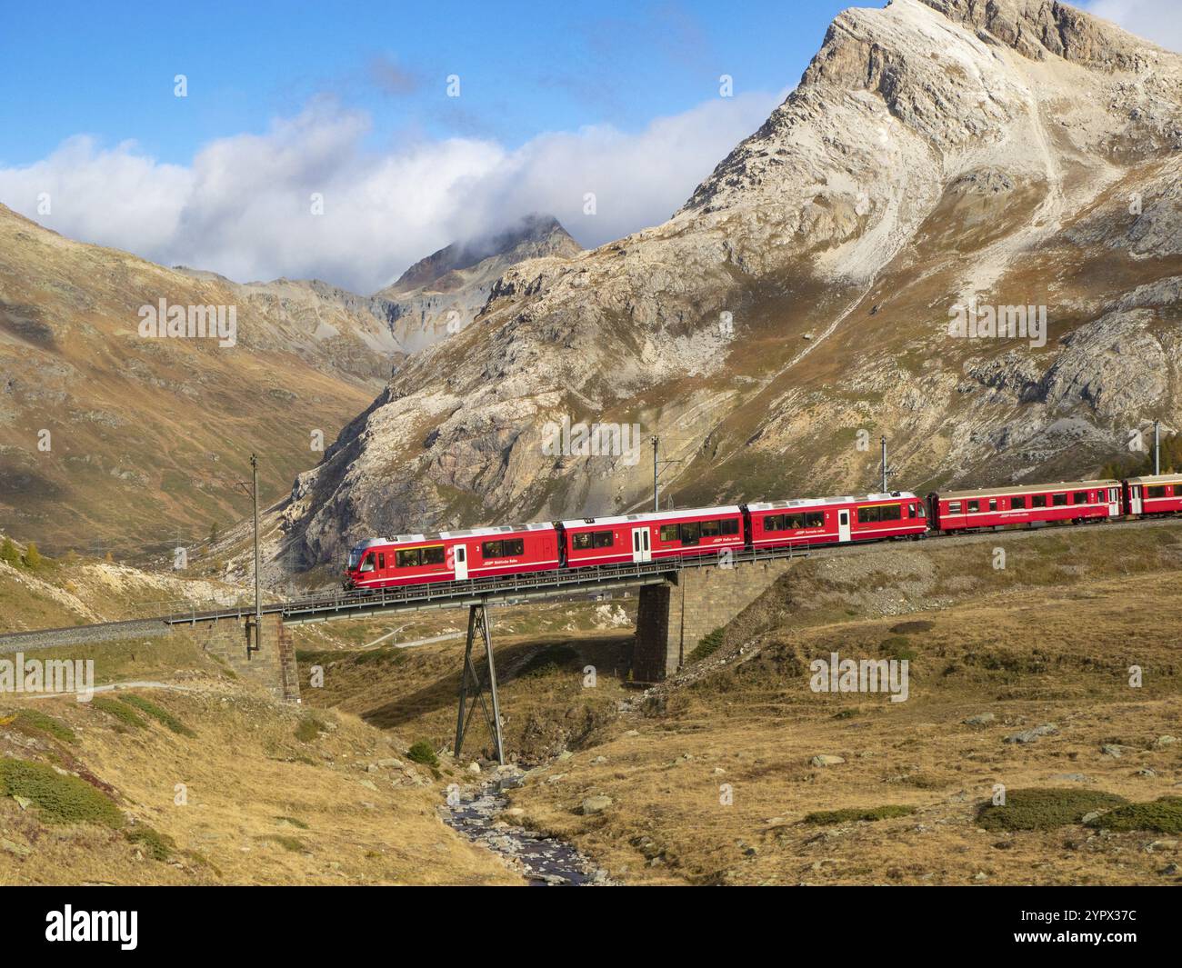 The Bernina railway in Grisons, Switzerland, part of the UNESCO world ...