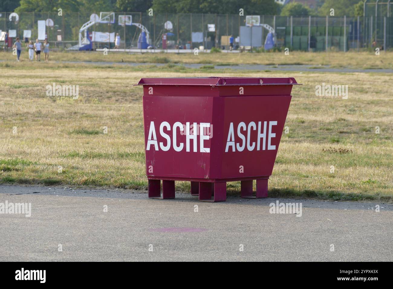 Red ash container on the former Tempelhof airport Stock Photo - Alamy