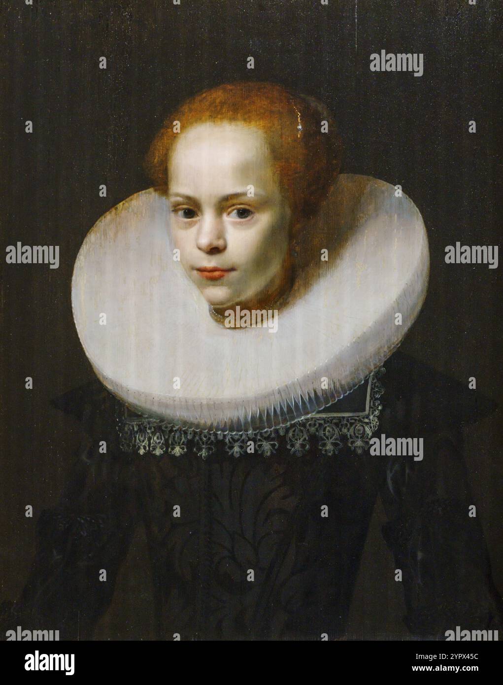 Girl wearing black dress and white ruff, 1625, dutch school, Nins, portraits of children s. XVI ...