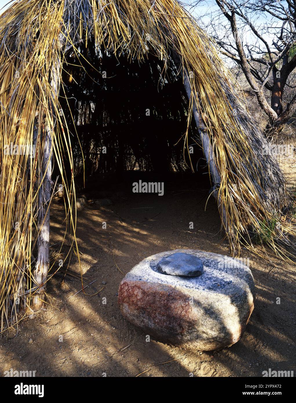 A replica of a native american grass hut at Fort Bowie National ...