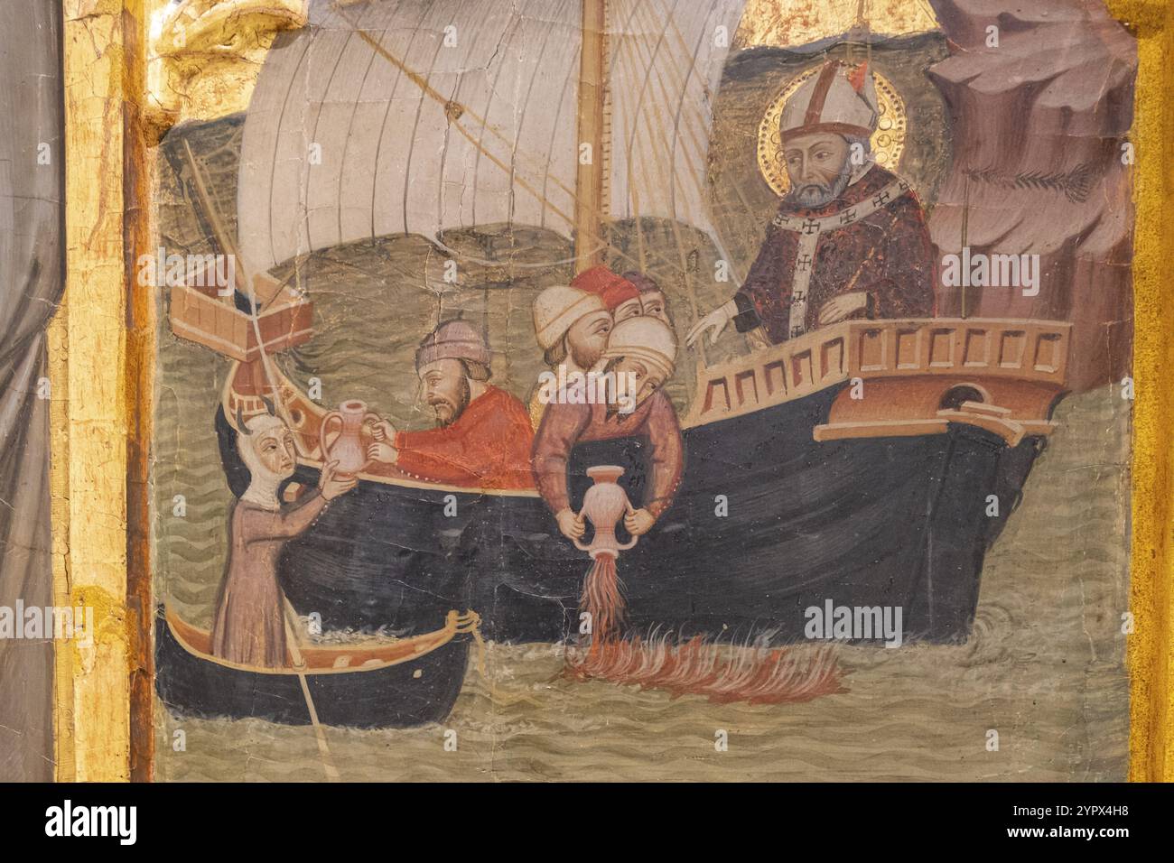 Temptation of alcohol on a boat, altarpiece of San Nicolas San Antonio ...