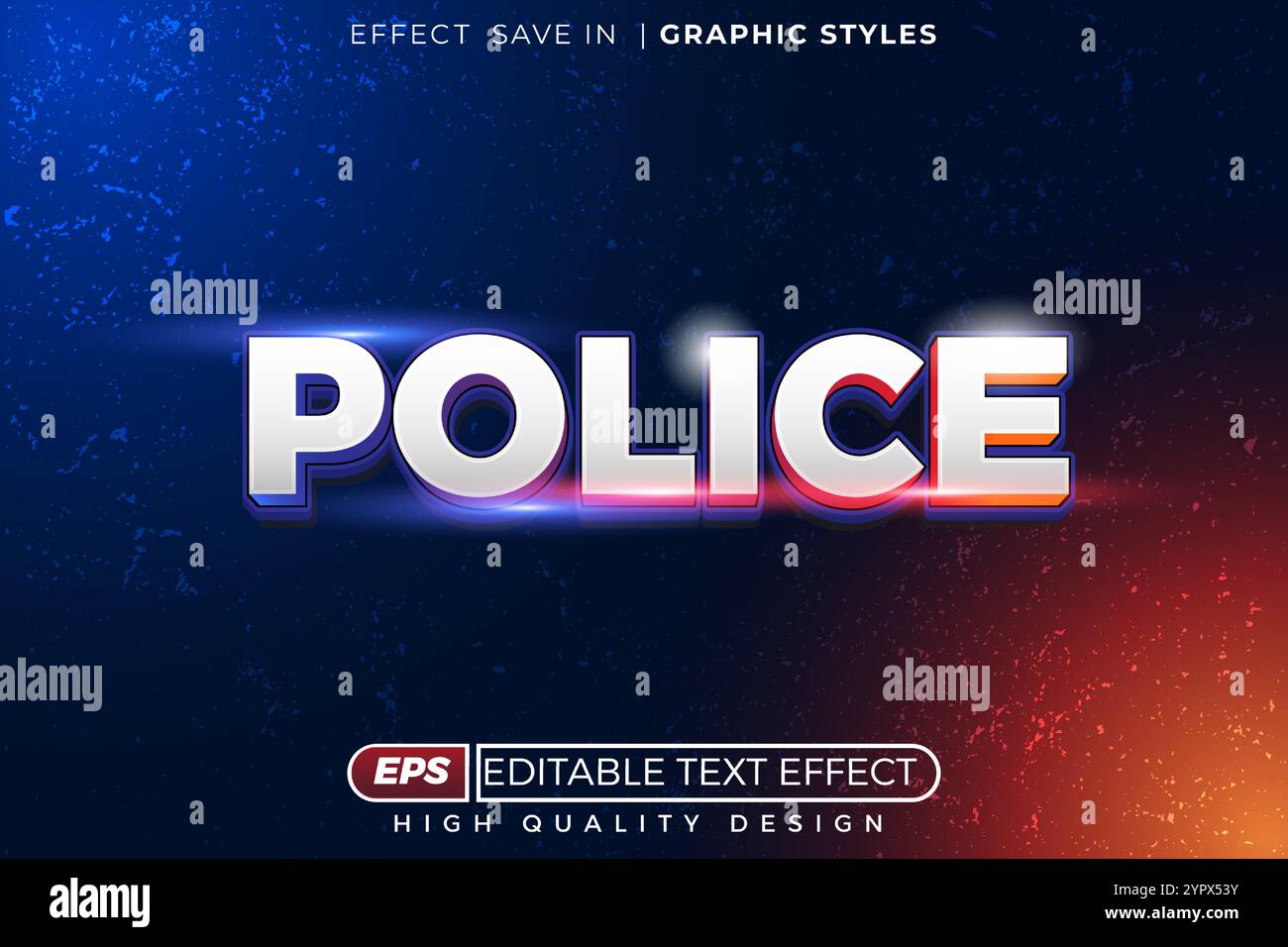 Editable 3d text effect police Stock Vector Image & Art - Alamy