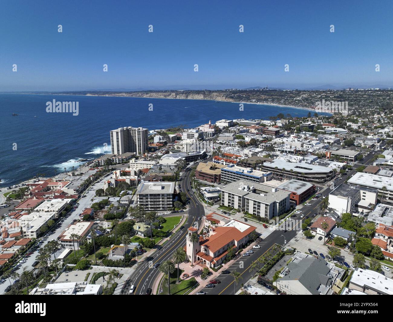Aerial view of La Jolla town and beach in San Diego California. travel ...