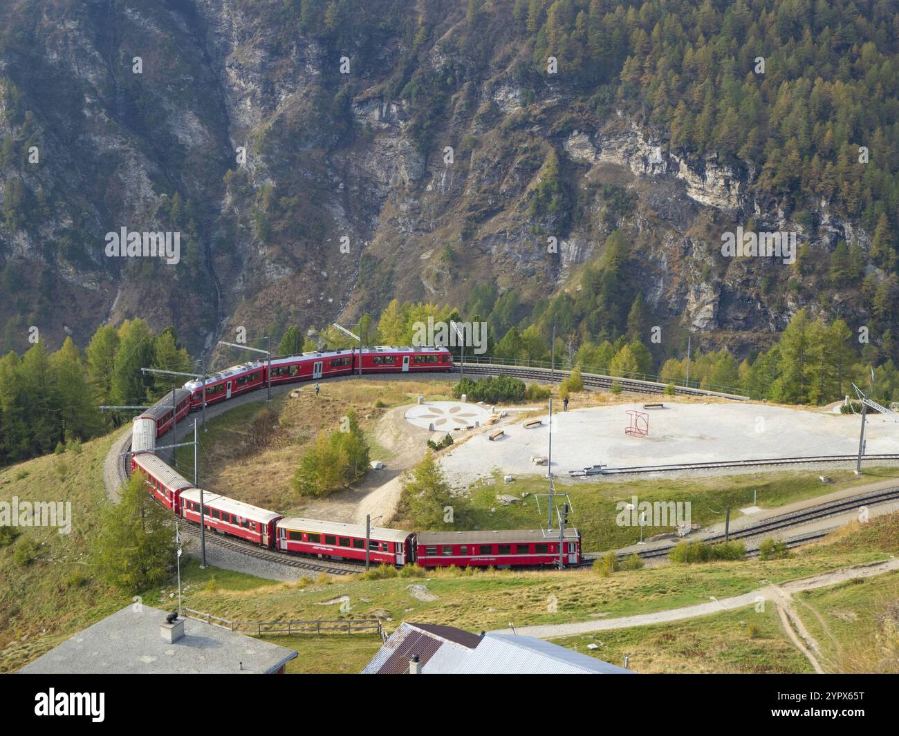 The Bernina railway line in Grisons, Switzerland, is one of the most ...
