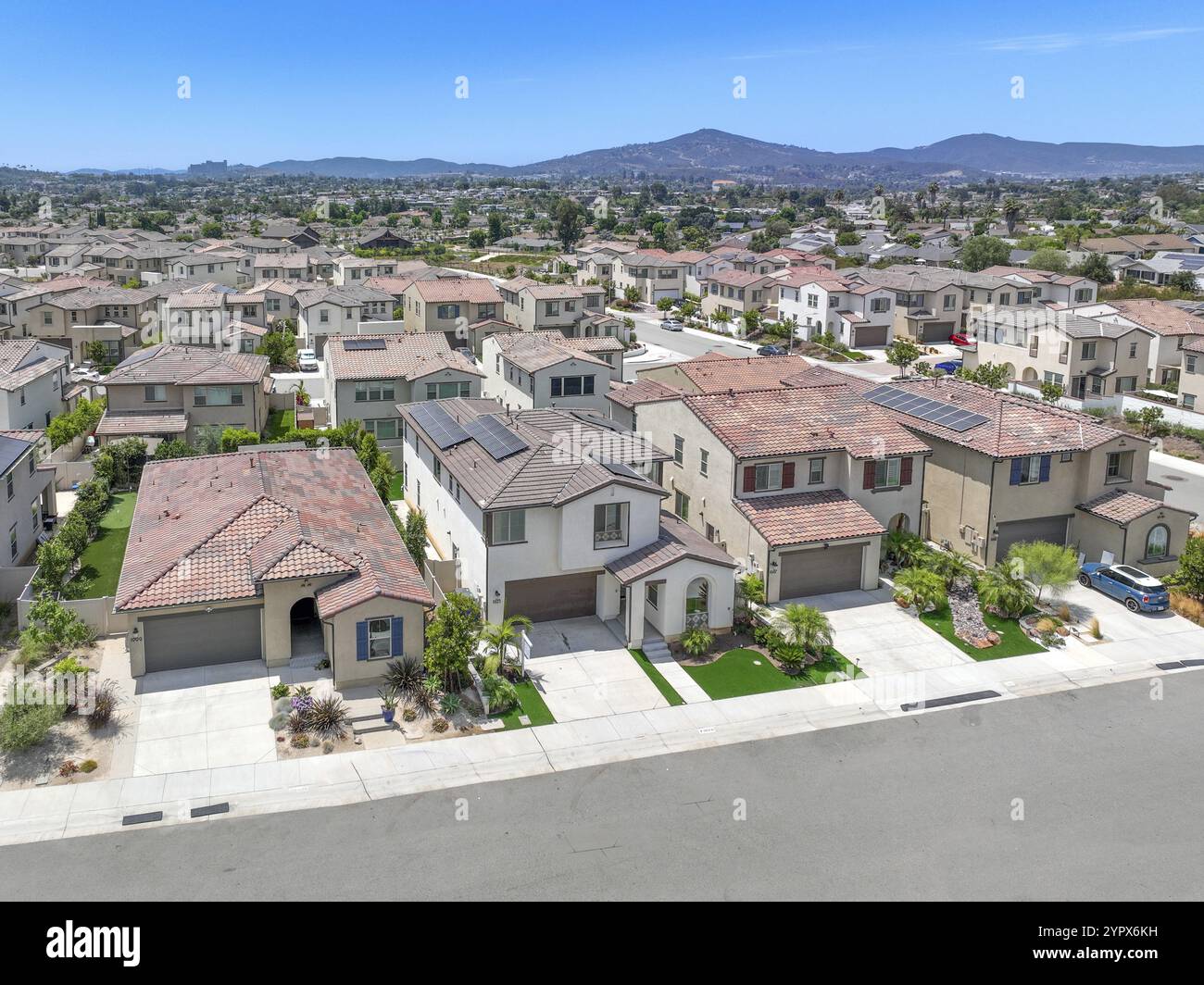 Aerial view of middle class community big houses, Escondido, South ...