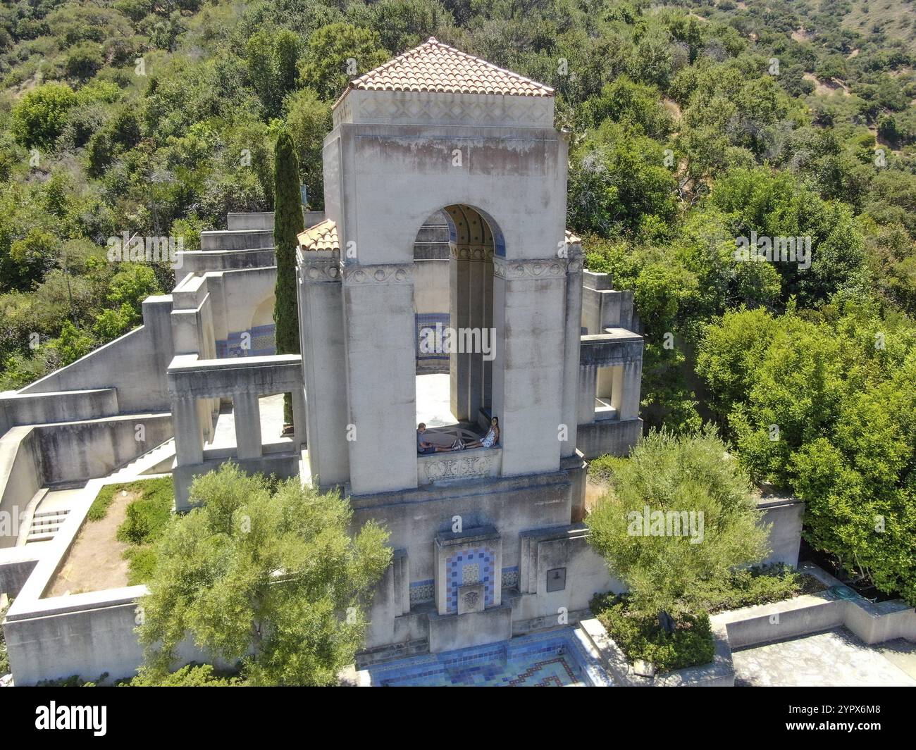 Aerial view of Wrigley Memorial and Botanic Garden on Santa Catalina ...