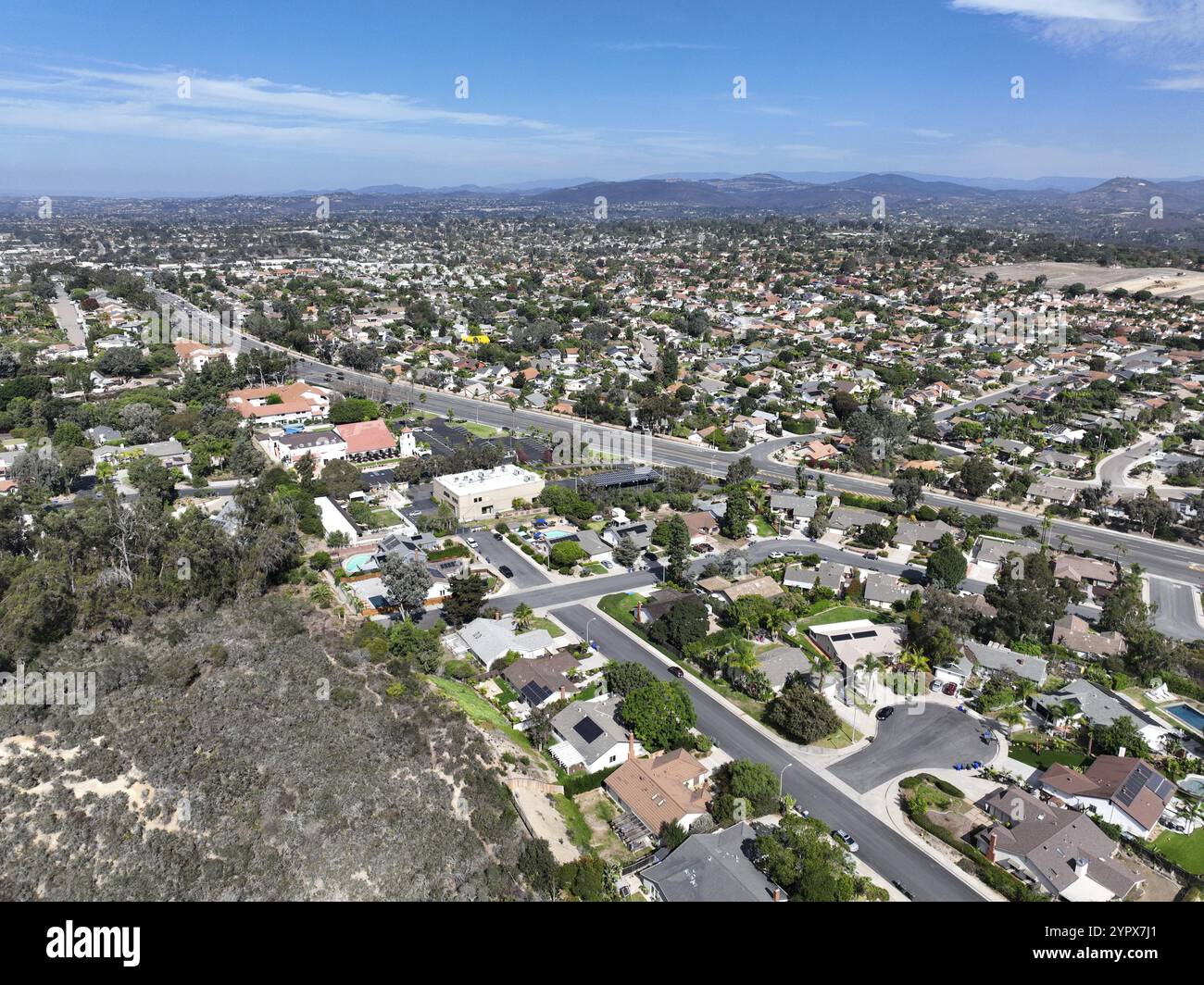 Aerial view houses in the wealthy area of Encinitas the North County ...