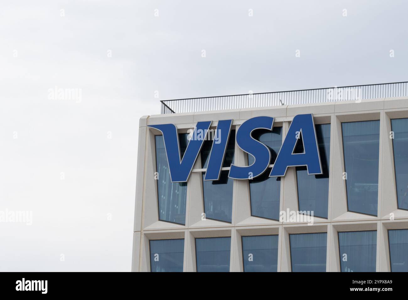 Visa signage on the building at its new headquarters in Mission Rock ...
