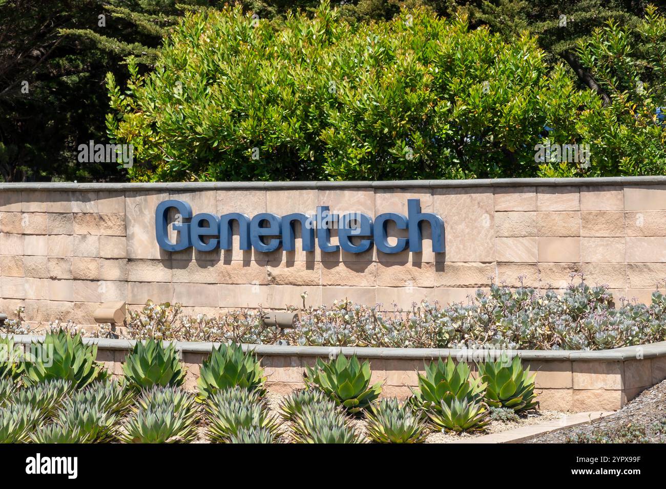 Genentech ground sign at its headquarters in South San Francisco ...
