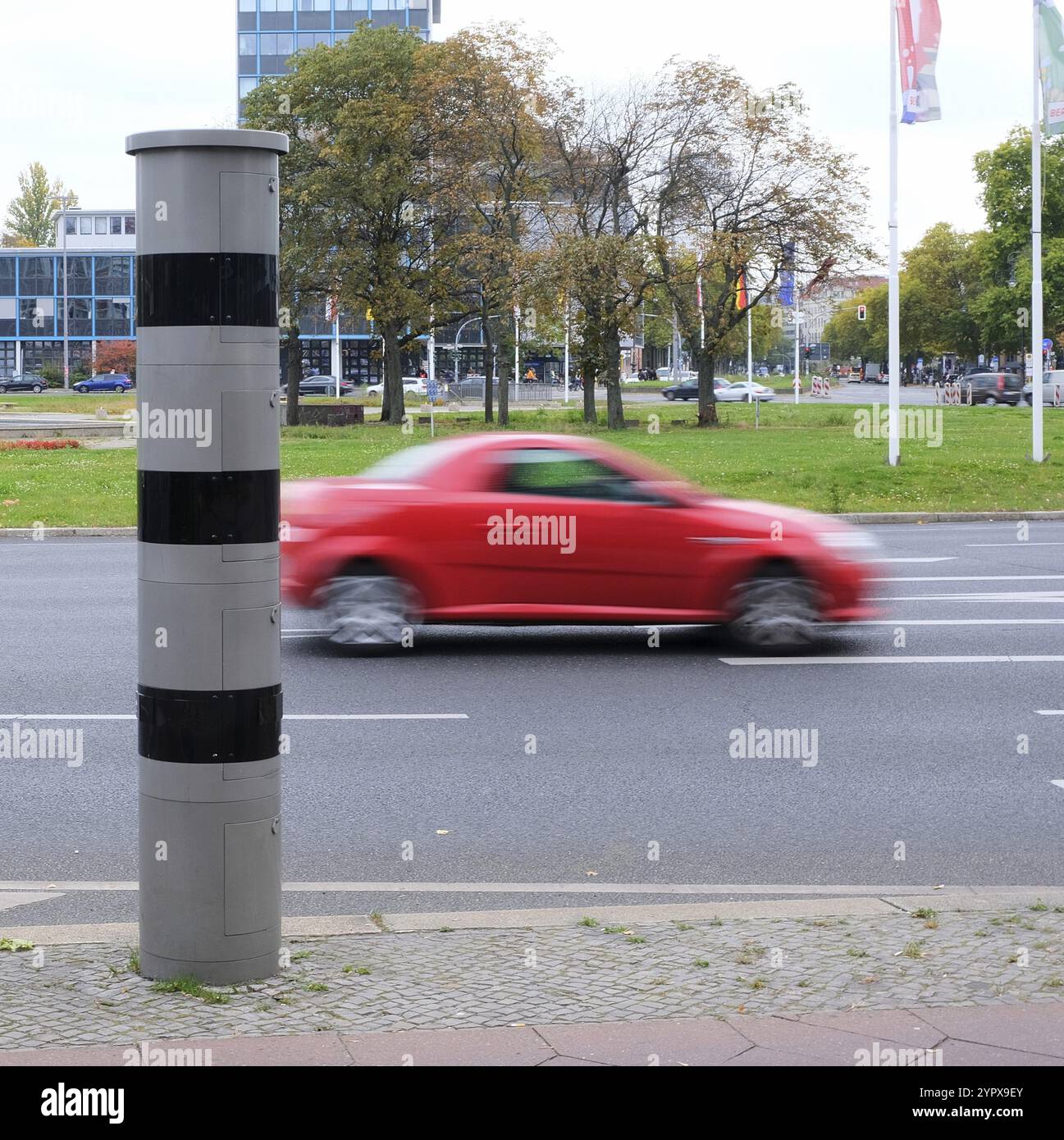 Berlin, Germany, October 13, 2022, speed camera column at Ernst-Reuter ...