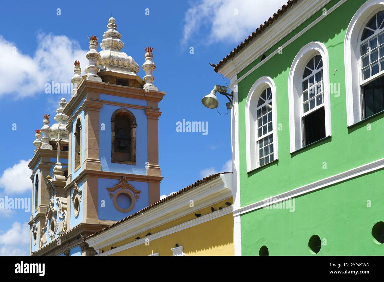 Colorful colonial houses at the historic district of Pelourinho. The ...