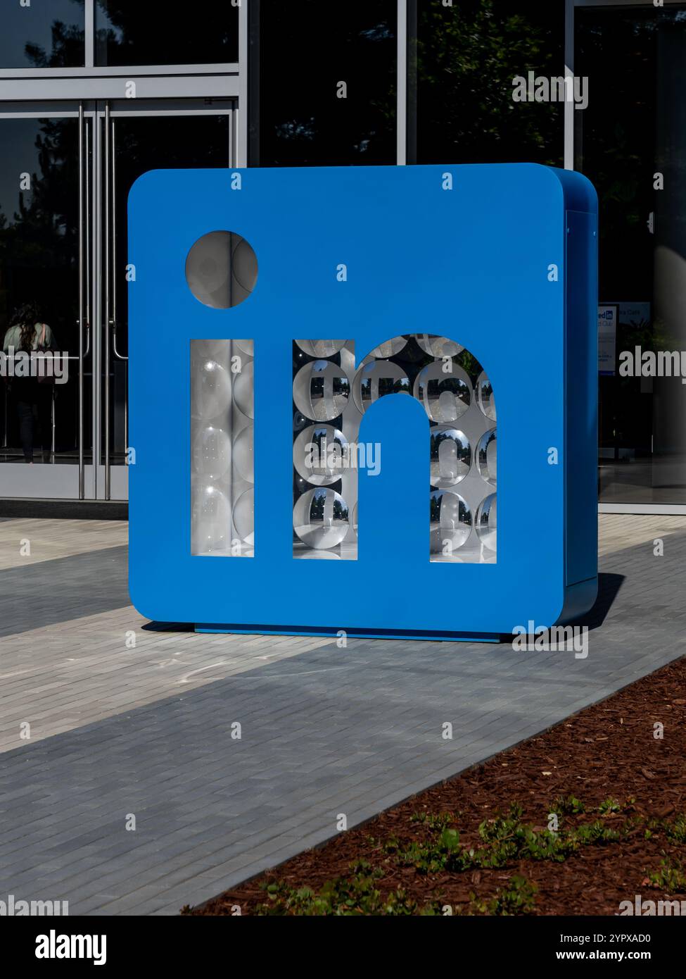 LinkedIn logo outside the headquarters at South Bay Campus in Mountain ...