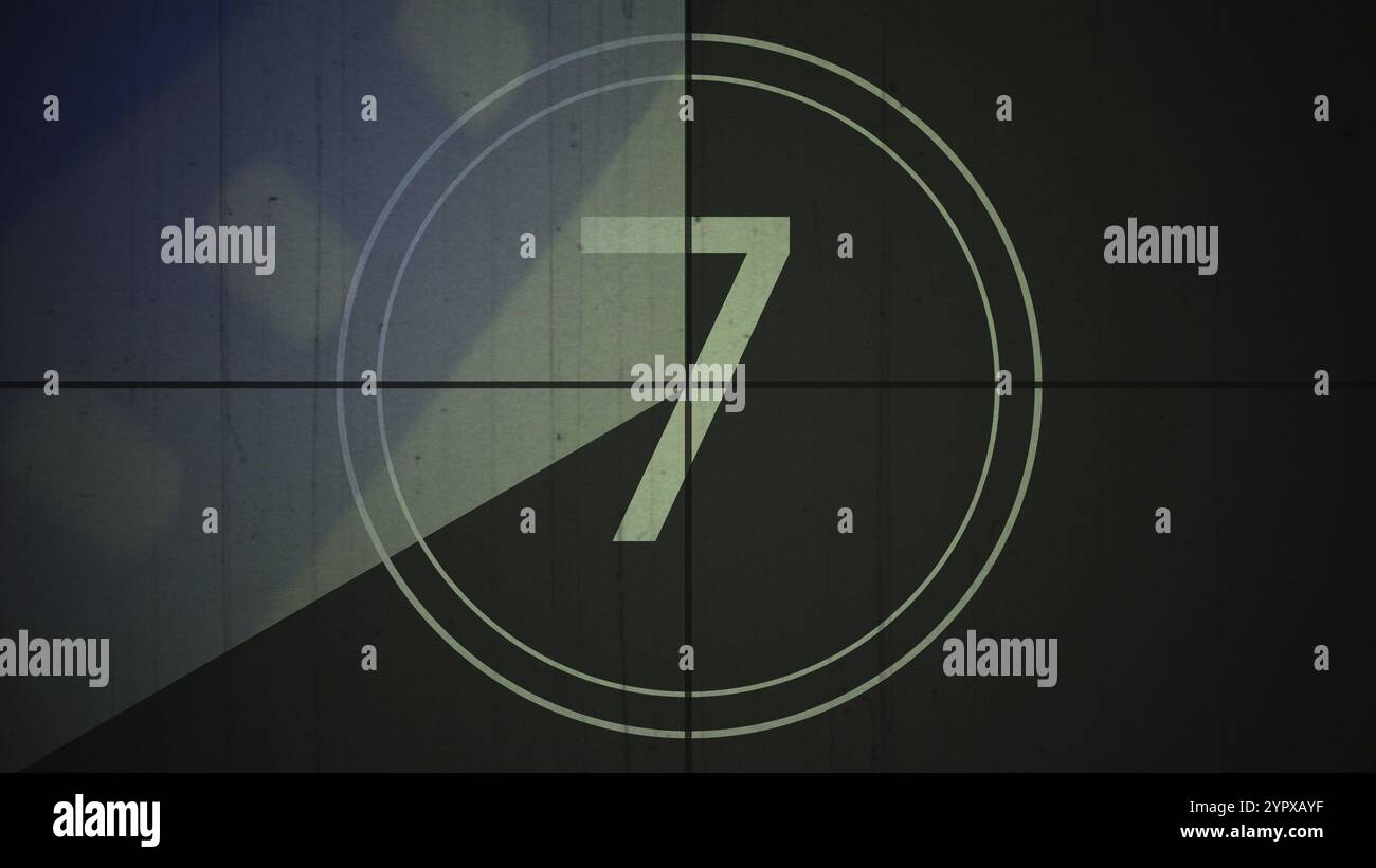 Film Vintage countdown number 7. Movie film strip with countdown number ...