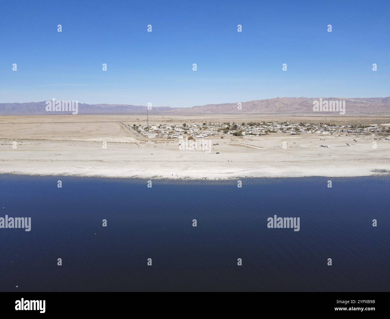 Aerial view of Bombay Beach and the Southern California Salton Sea ...