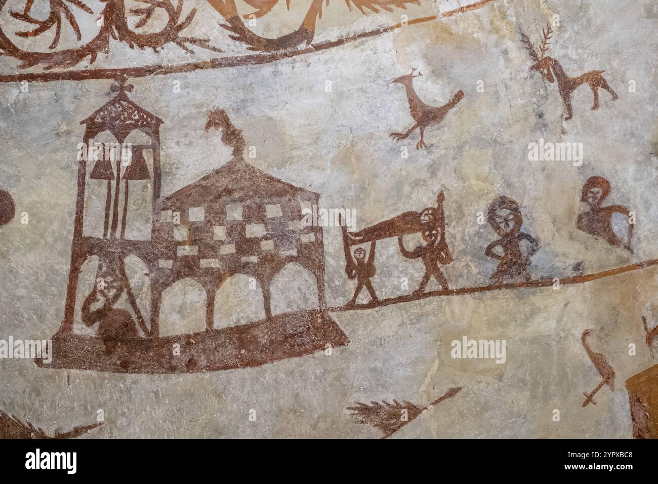 Mural paintings, funeral procession, Church of Our Lady of the ...