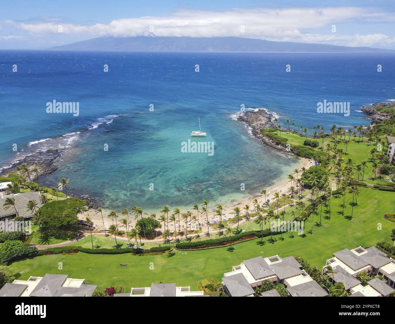 Aerial view of Kapalua coast in Maui, Hawaii. famous tropical ...