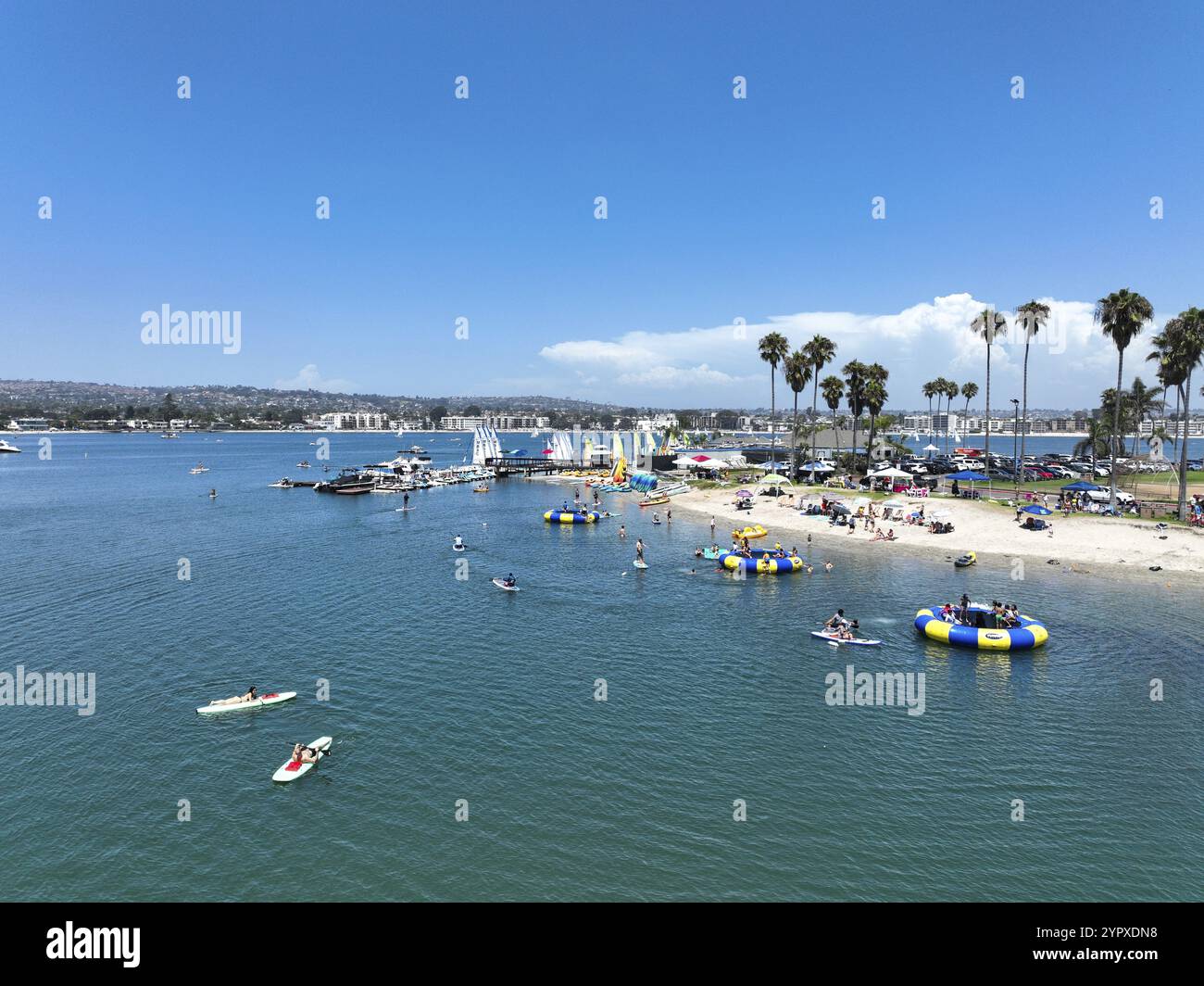 Aerial view of Mission Bay water sports zone in San Diego. Famous ...