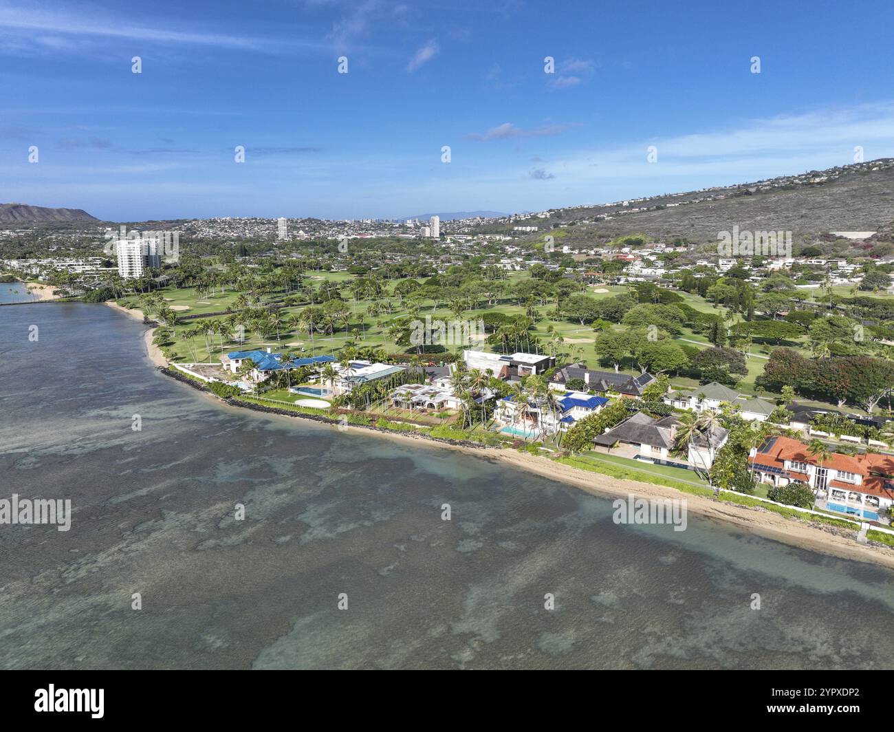 Aerial view of Kahala and the Pacific Ocean, Honolulu, Hawaii. USA ...