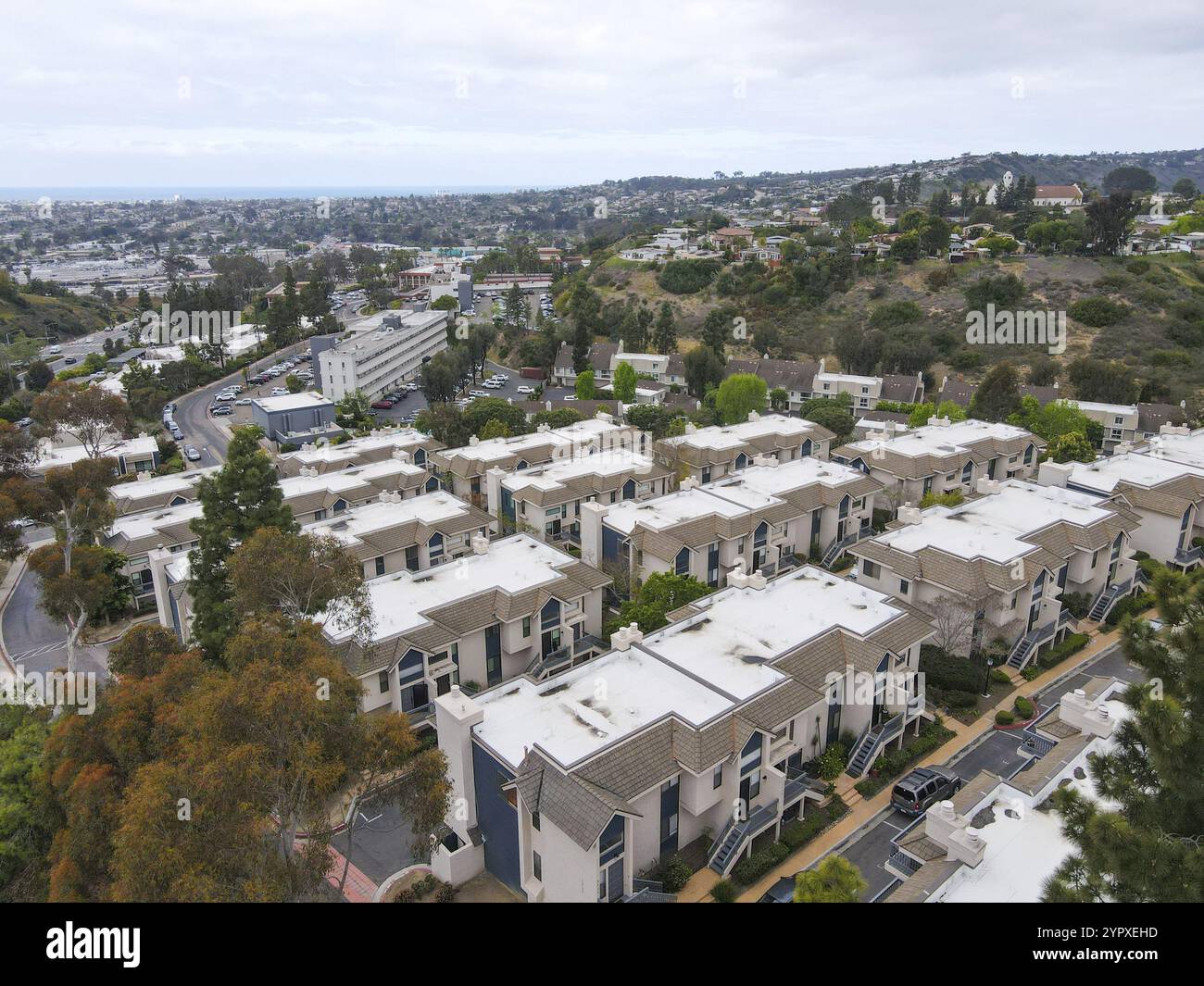 Aerial view of middle class townhouse and residential condos in San ...