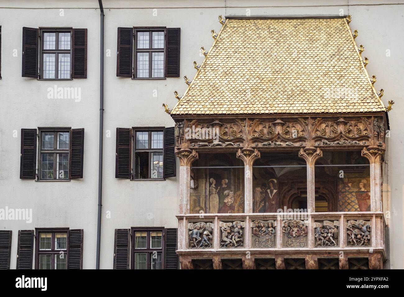 Famous historic facade in the city centre of Innsbruck Austria. The ...