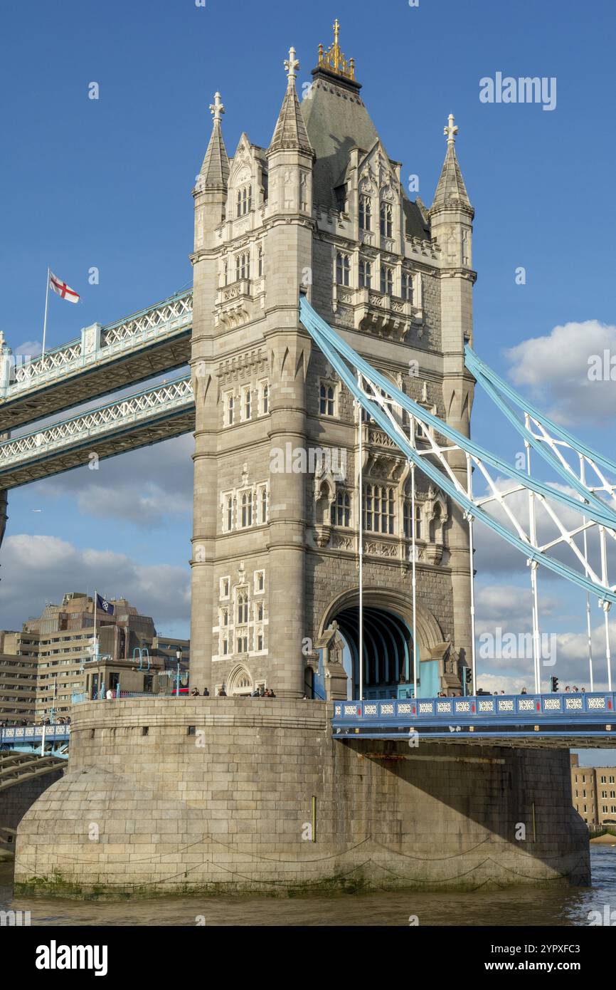 Tower bridge in London. The Tower Bridge is a suspension bridge with a ...