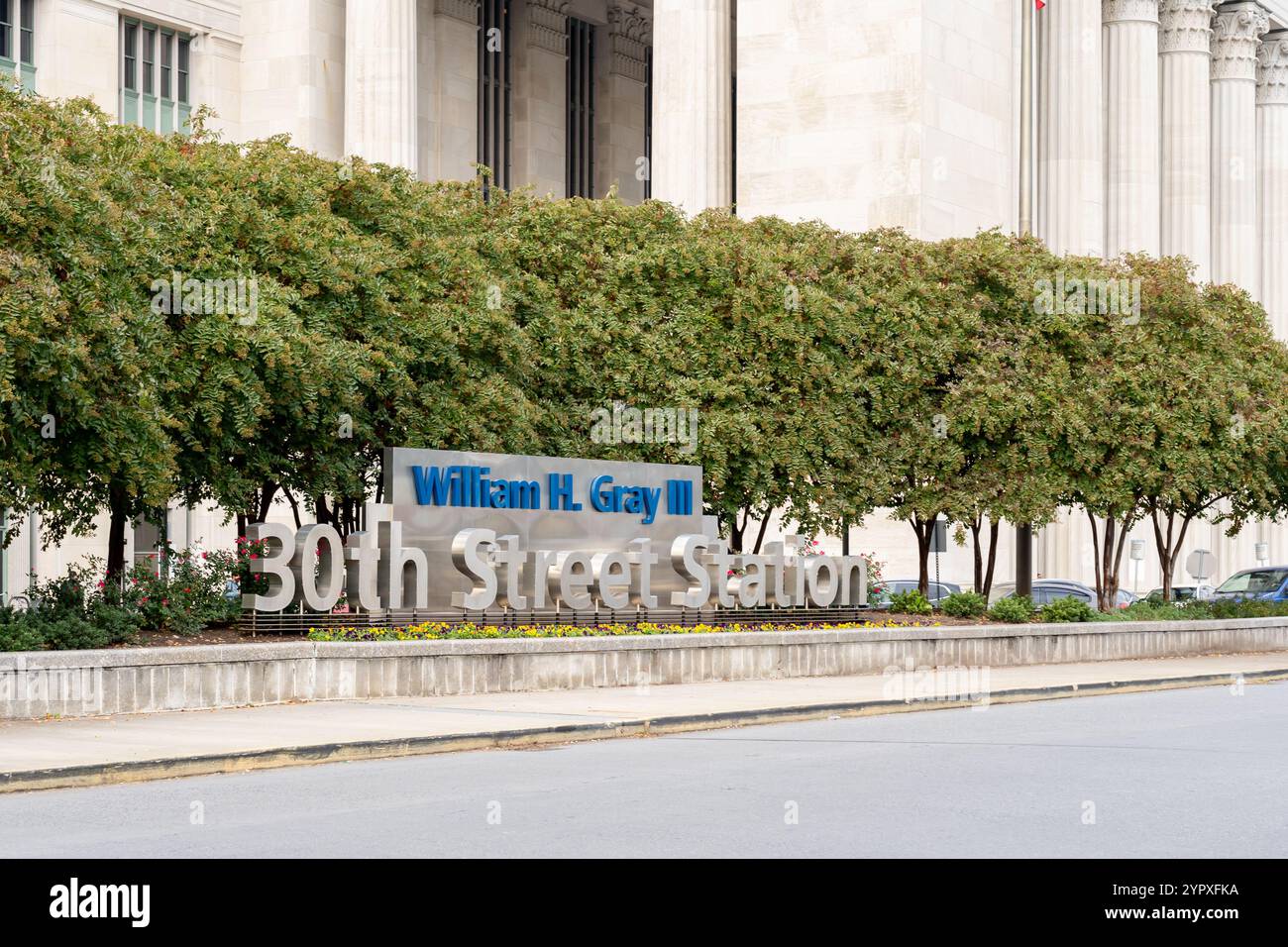 Philadelphia Pennsylvania, USA - November 4, 2023: A ground sign of William H. Gray III 30th ...