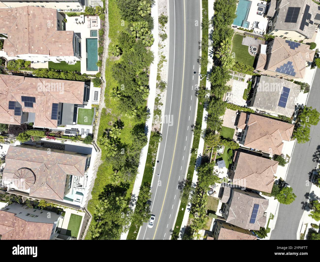 Aerial view of middle class community identical condominium houses ...