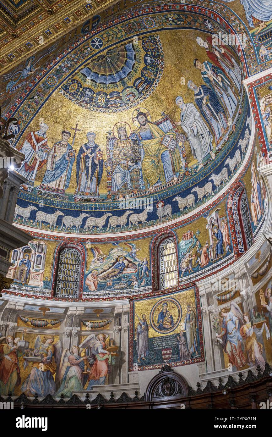 Apse, mosaic with the Coronation of the Virgin, 12th century, work of Pietro Cavallini, The ...