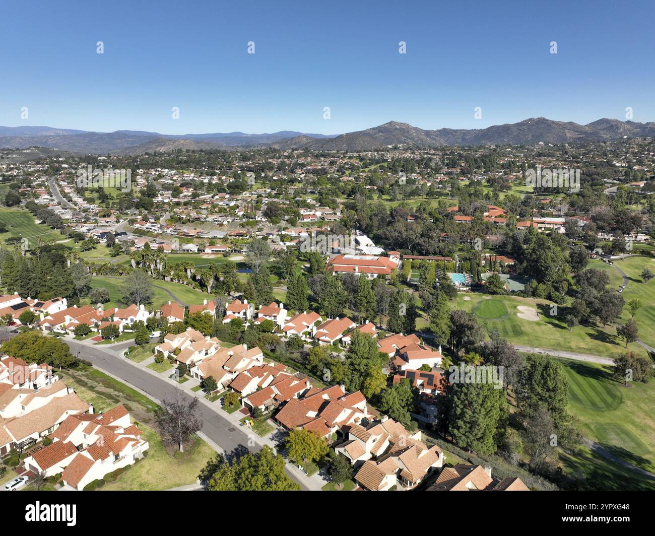 Aerial view middle class neighborhood in South California, USA, North ...