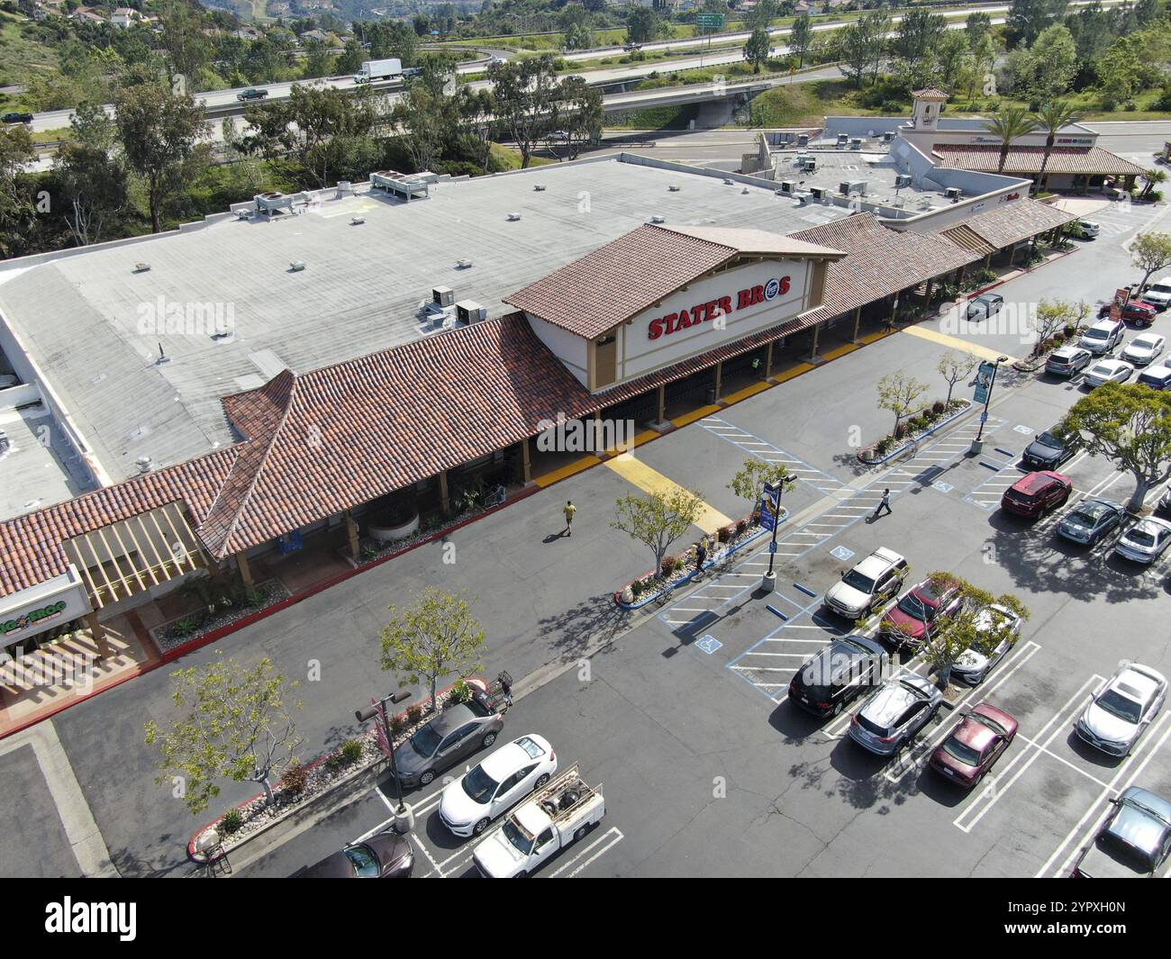 Aerial view of Stater Bros Grocery Store exterior and logo. San Diego ...