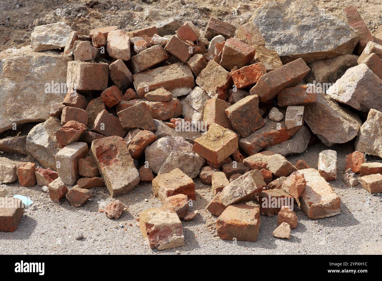 Still life with the remains of a wall on the construction site, texture ...