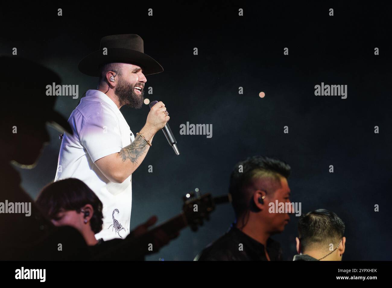 Mexican singer Carin Leon during the performance at the WiZink Center ...
