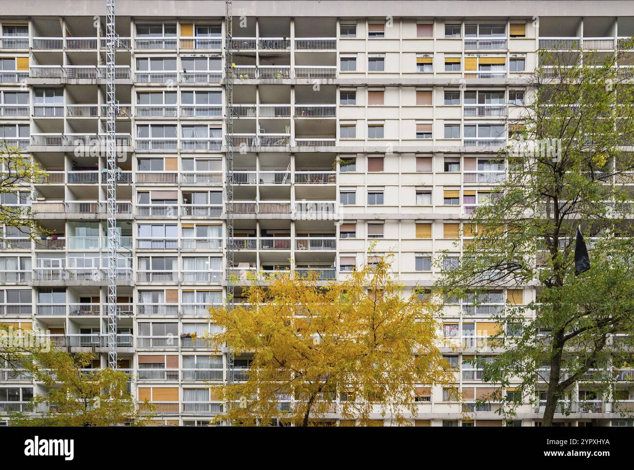 Gigantic housing building in Eastern Paris, France. Typical block ...