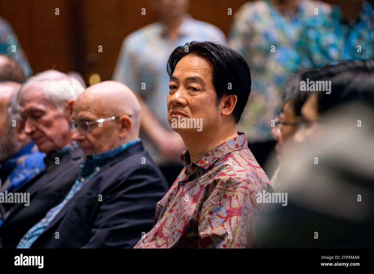 Taiwanese President Lai Ching-te looks on before an informal private ...