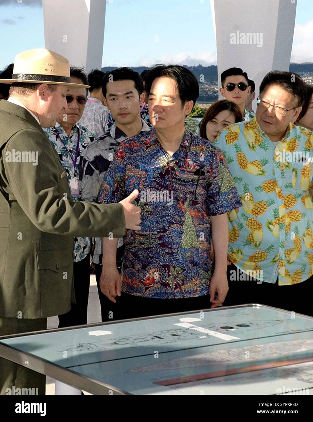Lai Ching-te (C), president of the Republic of China (Taiwan), visits ...