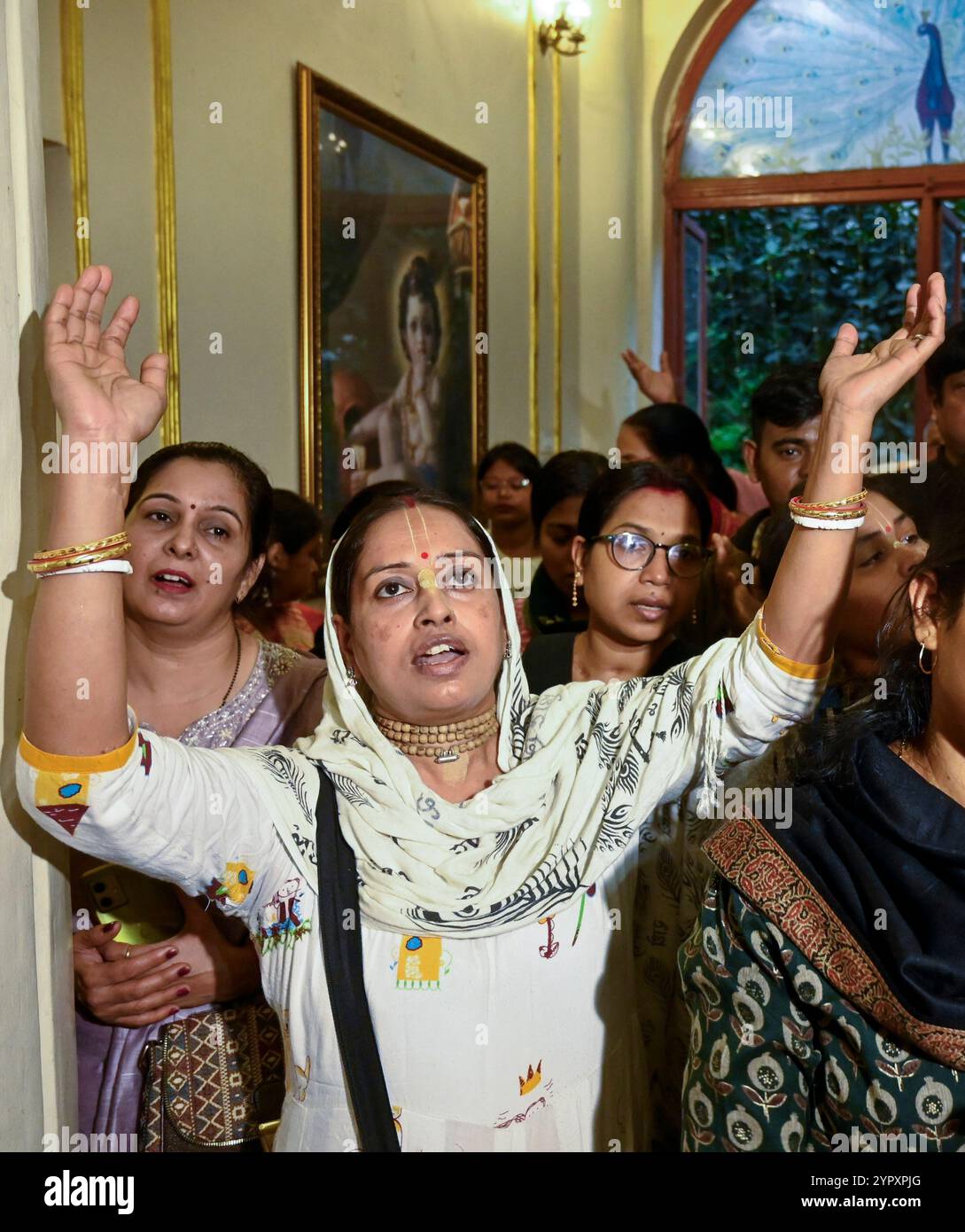 KOLKATA, INDIA - DECEMBER 1: ISKCON devotees during a special prayer ...